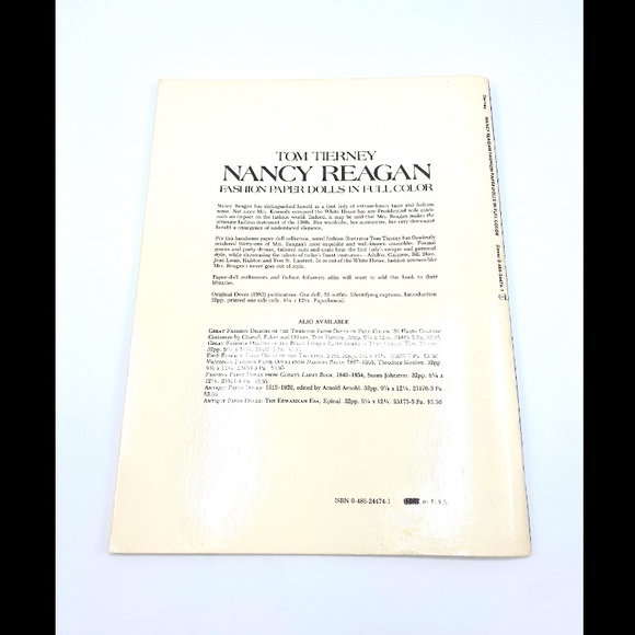 Tom Tierney | Other | Vintage Paper Dolls Book Nancy Regan | Poshmark